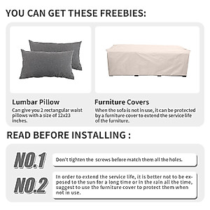 WAROOM Patio Couch PE Wicker Outdoor 3-Seat Sofa Brown Rattan Furniture Set Deep Seating with Anti-Slip Grey Cushion