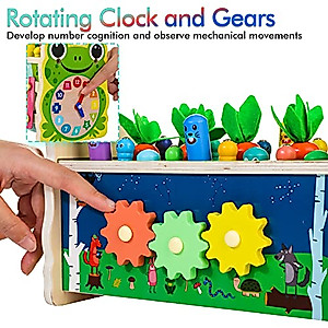 6 in 1 Wooden Montessori Toys for 1 Year Old Whack a Mole Game Hammering Pounding Toy with Xylophone Carrot Harvest Game Learning Developmental Toys Toddler Activities Gift Ages 1 2 3 4