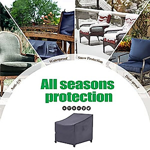 Patio Chair Covers, Deep Seat Lounge Chair Dining Chair Cover, Heavy Duty Waterproof UV Resistant Outdoor Furniture Cover, Grey, 35"W x 39"D x 36"H