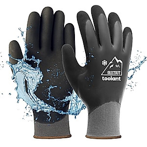 OriStout Waterproof Winter Work Gloves for Men and Women, Touchscreen, Freezer Gloves for Working in Freezer, Thermal Insulated Fishing Gloves, Super Grip, Grey, Large