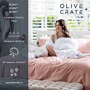 Olive + Crate Tencel Eucalyptus Pillowcases - 100% Tencel Lyocell Cooling Pillow Cases for Hot Sleepers - Hypoallergenic, Moisture-Wicking, Silk Alternative, Vegan - King Size Set of 2 [Eucalyptus]