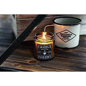 Candle Theory Man Cave Stuff Men Candles Set, Crackling Candles Man Cave Home Decor Woodwick 4 Oz Candels Gift Men Manly Candles Men Scented Warm Tobacco Cigar Smoked Suede Fresh Shave Wood Wick