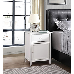 Glory Furniture Izzy 1 Drawer 1 Door Nightstand in White