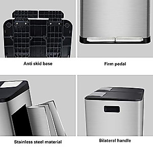 DBAL Trash Can Kitchen, 30 Liter Stainless Steel Trash Can 2 x4 Gallon Soft Close Lid and Airtight Suit for Kitchen Office Home Use