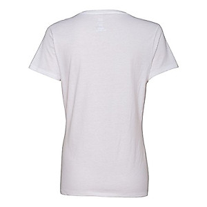 Hanes Womens 4.5 Oz., 100% Ringspun Cotton Nano-T V-Neck T-Shirt (S04V)- White,Large