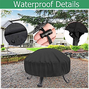 MBCOVER Fire Pit Cover Round for Fire Pit 22 Inch – 34 Inch, Heavy Duty 420D Oxford Fabric Fire pit Cover Round