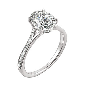 Charles & Colvard Created Moissanite 9x7mm Oval Cut Engagement Ring for Women | 2.25 cttw DEW | Lab Grown | Solid 14K White Gold with Rhodium | Size 7