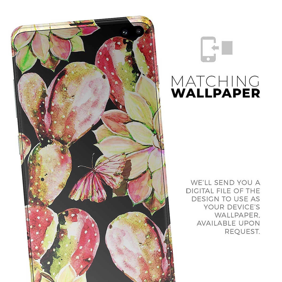 DesignSkinz Watercolor Cactus Succulent Bloom V5 Protective Vinyl Decal Wrap Skin Cover Compatible with The Samsung Galaxy S20 (Screen Trim & Back Glass Skin)