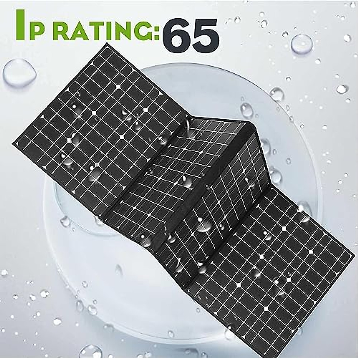 CAJUCA 150W Portable Solar Panel, 18V Foldable High Power Solar Charger, Photovoltaic Power Panel for Outdoor Camping RV Off Grid System