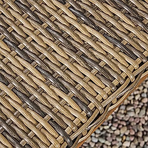 Kyle Outdoor Rustic Acacia Wood Chaise Lounge with Wicker Seating, Natural and Mixed Mocha