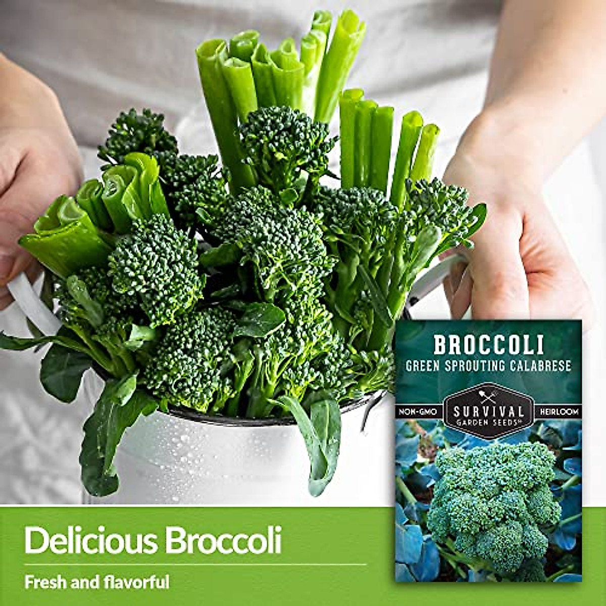 Survival Garden Seeds - Green Sprouting Calabrese Broccoli for Planting - Packet with Instructions to Plant and Grow Delicious Superfood Veggies Your Home Vegetable Garden - Non-GMO Heirloom Variety