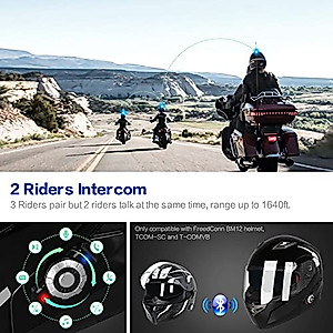 FreedConn Motorcycle Bluetooth Helmet BM2-S Flip Up Modular Bluetooth Motorcycle Helmet Voice Dial Hands-Free Call 500M 2-3 Riders MP3 FM DOT Motorcycle Helmet with Bluetooth 3.0 (Large, Gloss Black)