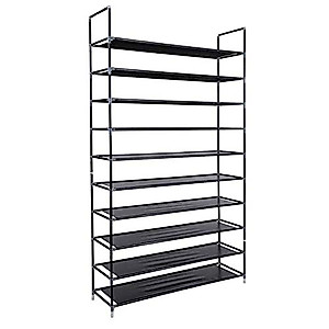 Mekek 100cm Wide Shoe Rack Organizer Storage Shoes Shelves Space 10 Tier Standing Black