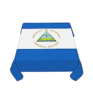LIICHEES Flag of Nicaragua Tablecloth Kitchen Dining Room 54"x54" Square Washable Table Cover Outdoor Garden Picnic Tablecloths