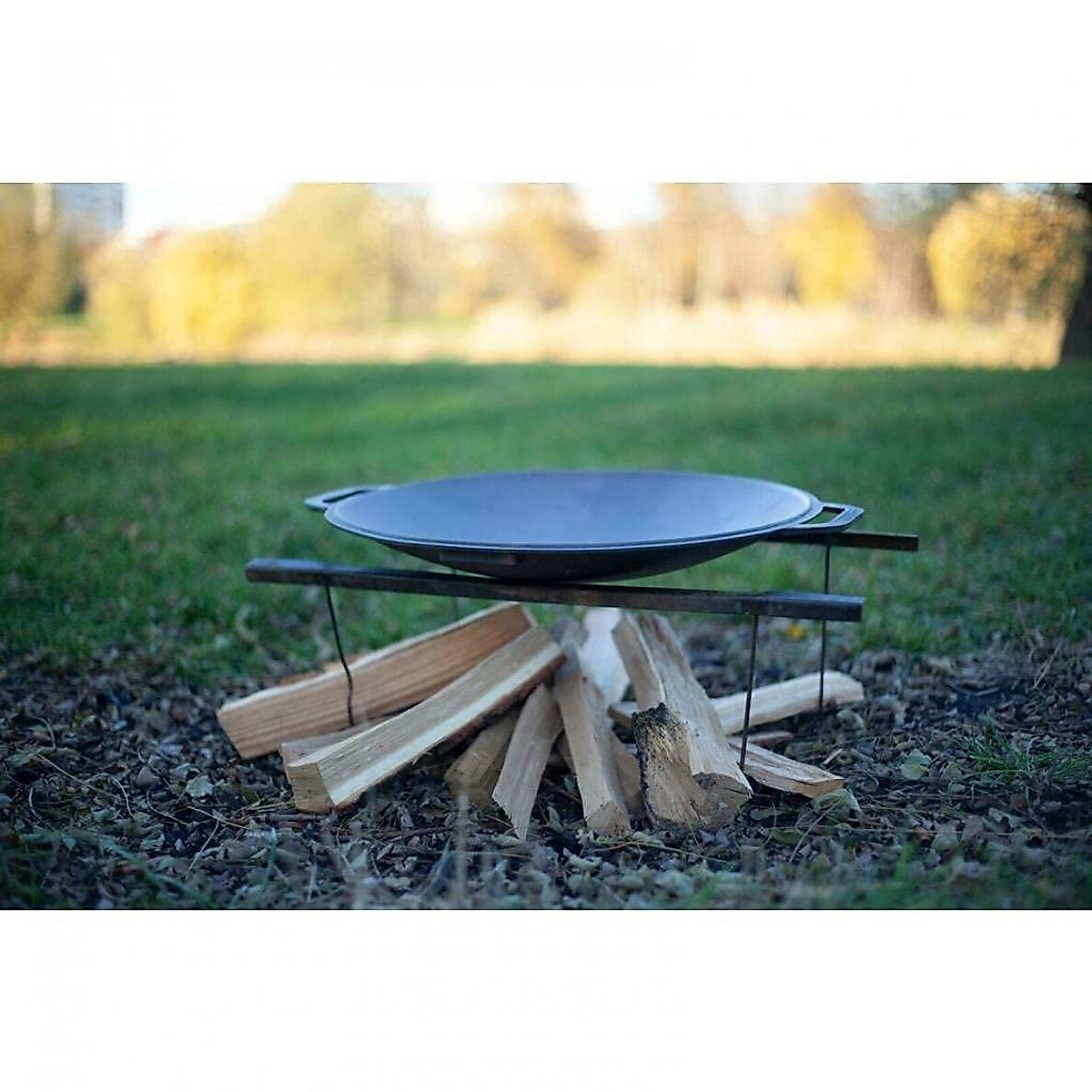 Free2Buy New Heavy Duty Cast Iron Traditional Round Skillet Discada Kazan Mangal Grill Dish BBQ Cookware Pan - Outdoor Cooking Frying Oven Disc Pot - Cooking Gifts