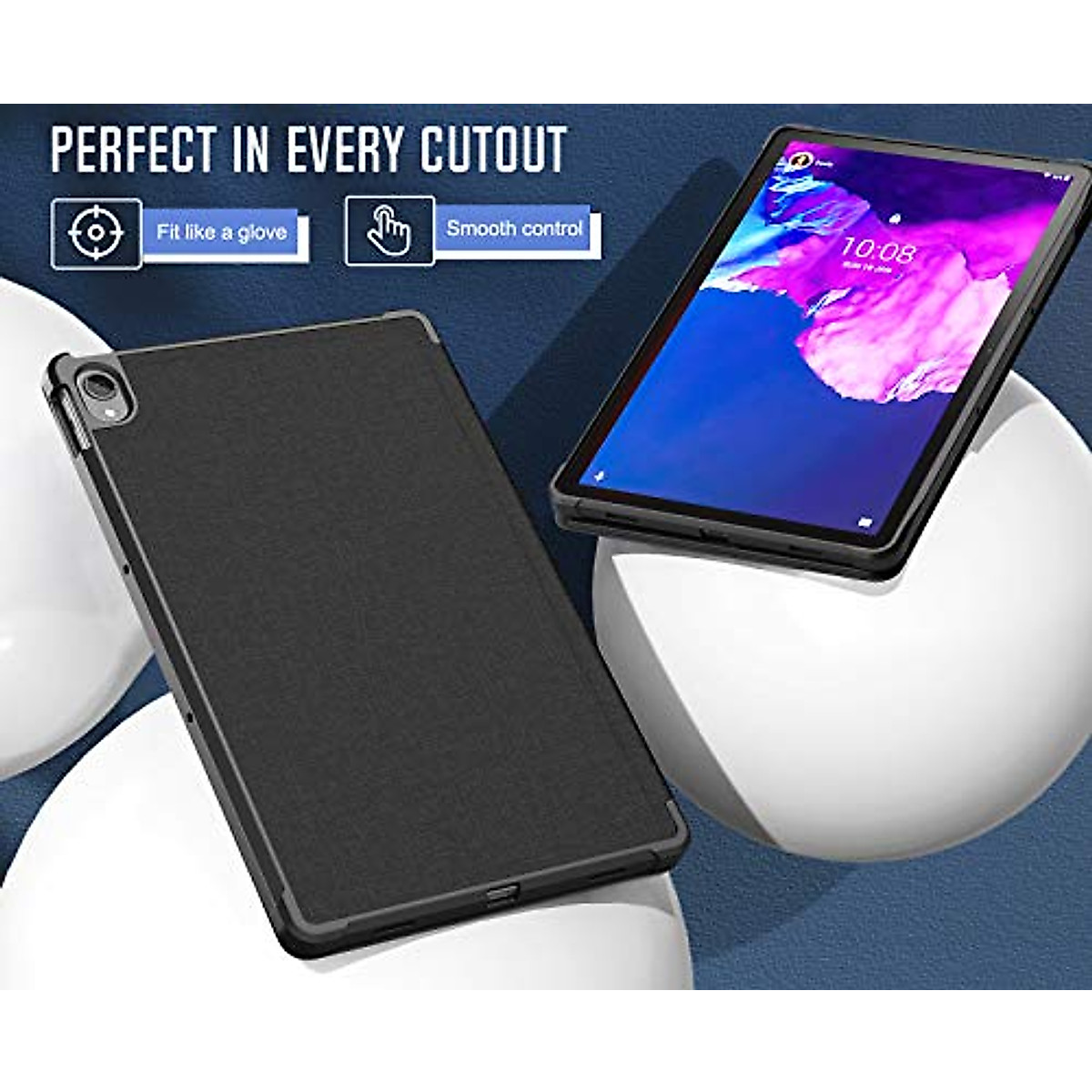 MoKo Case Compatible with Lenovo Tab P11 Plus Case 2021(TB-616F)/Tab P11 2020 11 inch (TB-J607F TB-J606X TB-J606F), Origami Standing Shell Cover Case with Multi Angle Magnetic TPU Back Cover, Black