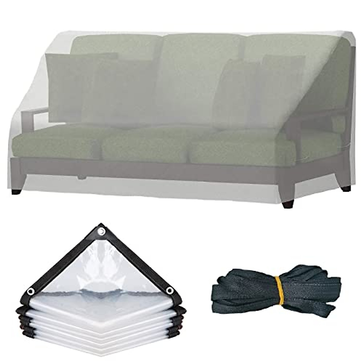Abrotain Plastic Sofa Couch Cover 8'x11'6" Lawn Patio Furniture Cover , 3-Seater Outdoor Sofa Cover , Prevent Wind Rain and Snow Protector Cover with Rope for Outdoor Indoor Against CAT/Dog Clawing