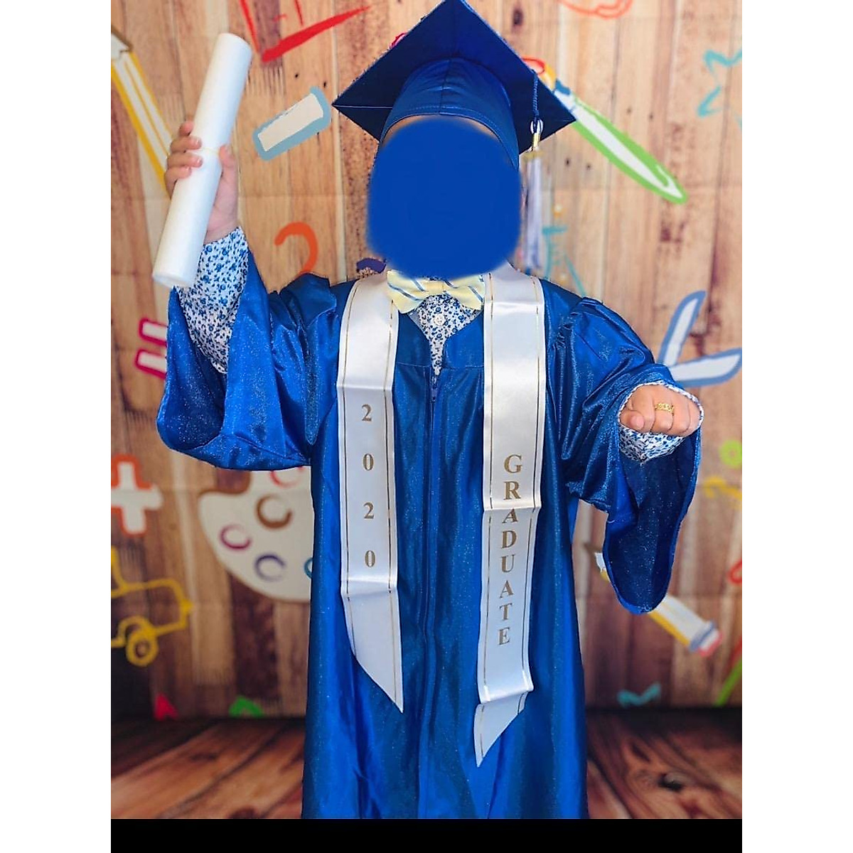 Leowefowa Back to School Backdrop 5x7ft Vinyl Photography Backdrops Hand Painted Pencils House Books on Vintage Retro Stripes Wood Floor Background Baby Kids Children Photo Studio Props