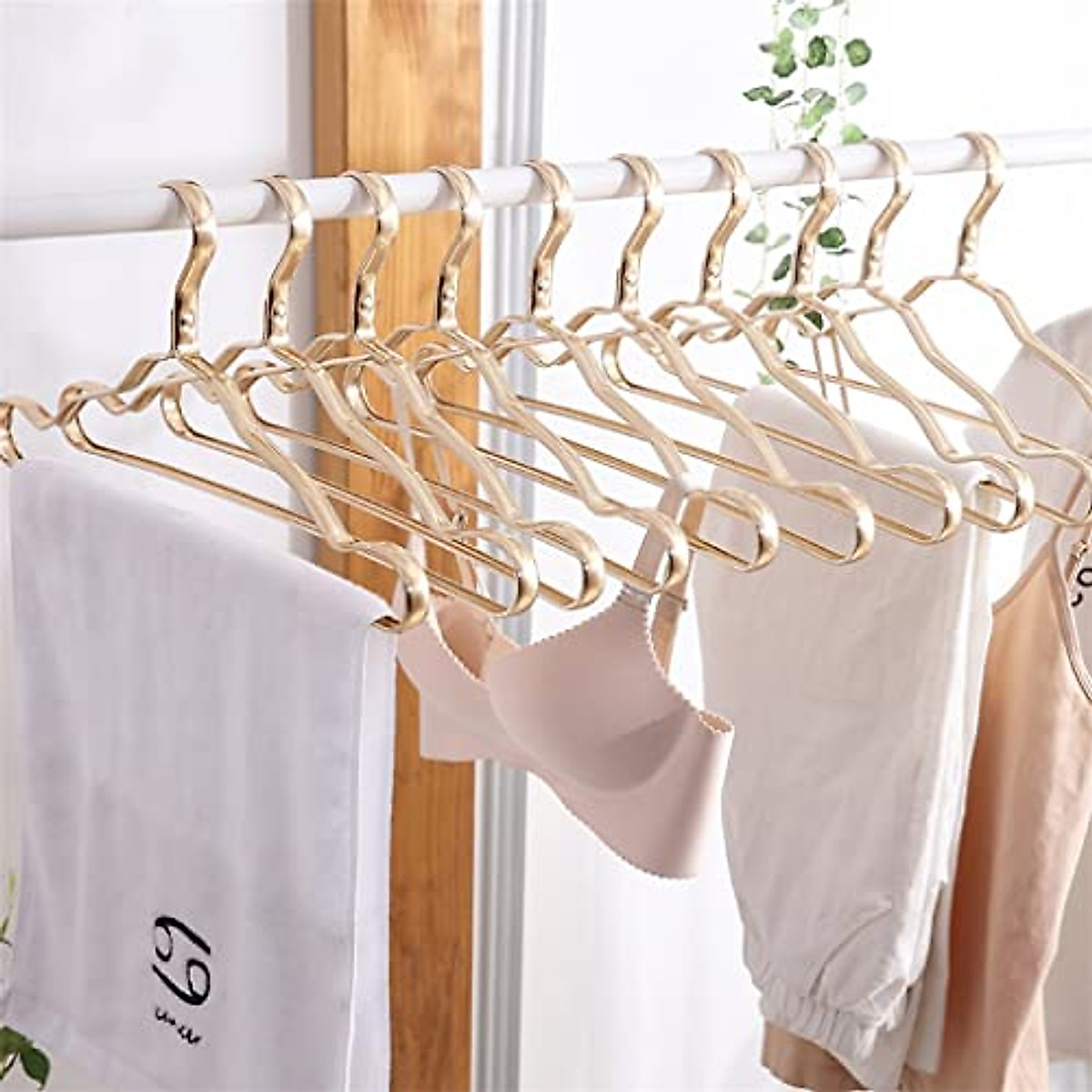 WODMB 1 Set 10 Pcs Coat Hangers Alloy Clothing Hangers Traceless Clothes Hangers