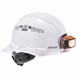 Ergodyne - 60146 Vented Hard Hat with Light, Cap Style, Ratchet Suspension, Class C, Skullerz 8972LED White