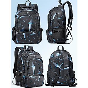 BLUEFAIRY Boys Backpack Elementary Kids School Bags Middle School Primary School Bookbags Lightweight Sturdy Durable Gift with Plenty of Pockets Age 5-9（Black&Blue