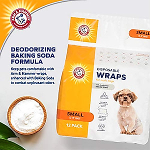 Arm & Hammer For Pets Male Dog Wraps, Size Small, 12 Count | Ultra-Absorbent, Adjustable Male Dog Diapers with Leak-Proof Protection and Wetness Indicator | Baking Soda for Odor Control