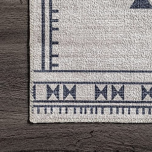 nuLOOM Evalyn Machine Washable Southwestern Motif Area Rug, 6' x 9', Cream