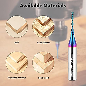 EANOSIC Downcut Spiral Router Bit 1/4 inch Shank, 1/16 inch Cutting Diameter Solid Carbide with Blue Nano Coated CNC Router Bits End Mill for Wood Carving, Engraving