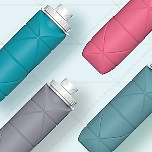 SPECIAL MADE Collapsible Water Bottles Cups Leakproof Valve Reusable BPA Free Silicone Foldable Travel Water Bottle Cup for Gym Camping Hiking Travel Sports Lightweight Durable (pink)