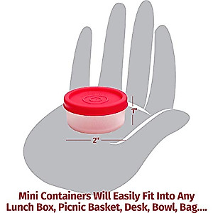 Condiment Cups Containers with Lids- 6 pk. 1.3 oz.Salad Dressing Container to go Small Food Storage Containers with Lids- Sauce Cups Leak proof Reusable Plastic BPA free for Lunch Box Picnic Travel