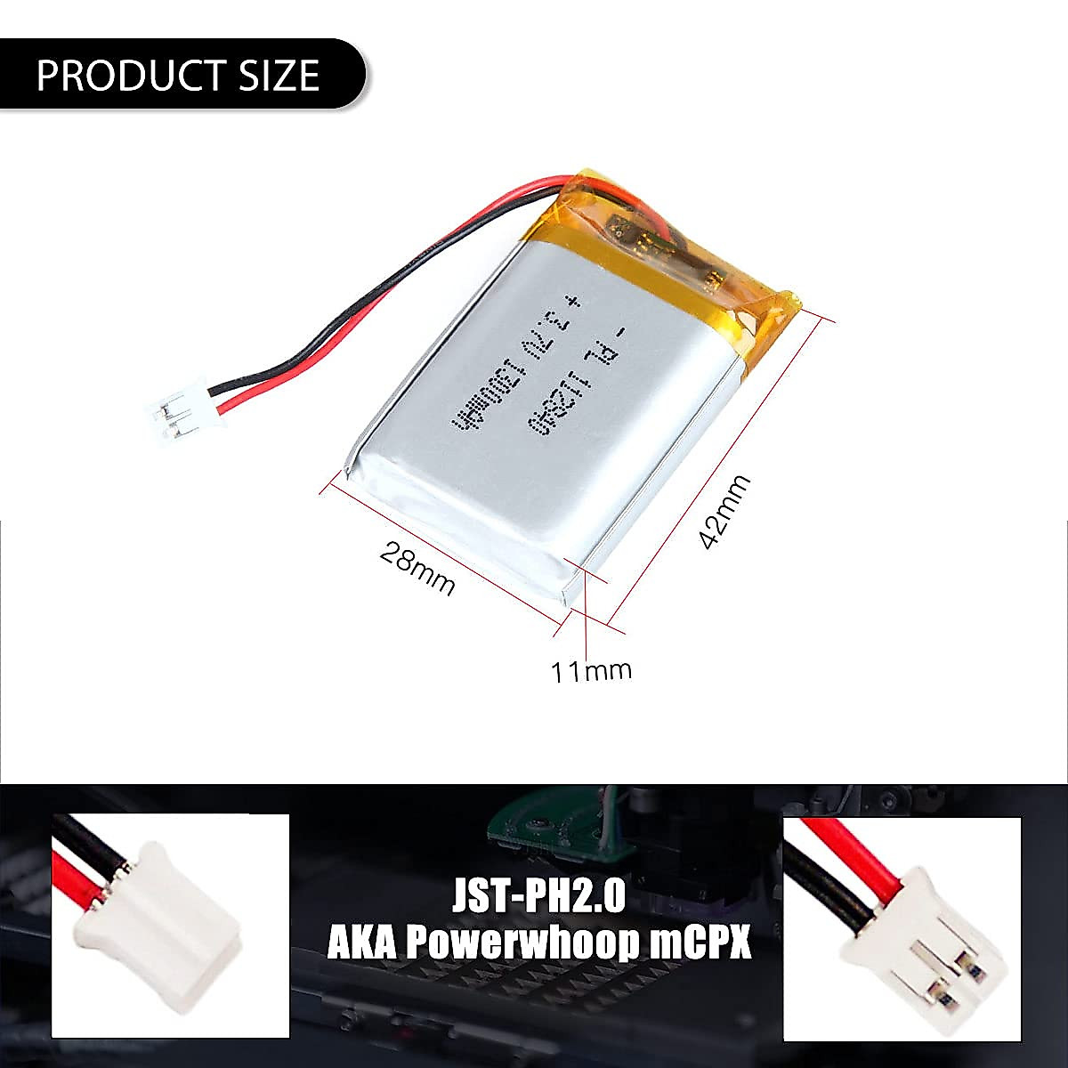 YDL 3.7V 1300mAh 112840 Lipo Battery Rechargeable Lithium Polymer ion Battery Pack with JST Connector