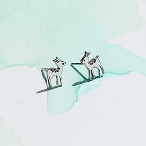 Boma Jewelry Sterling Silver Deer Fawn Stud Earrings