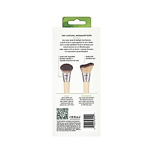 EcoTools Blush + Highlight Brush Duo, Makeup Brushes For Liquid, Cream, & Powder Highlight & Blush, Enhance Natural Skin, Eco-Friendly Makeup Brush Set, Synthetic Bristles, 2 Piece Set