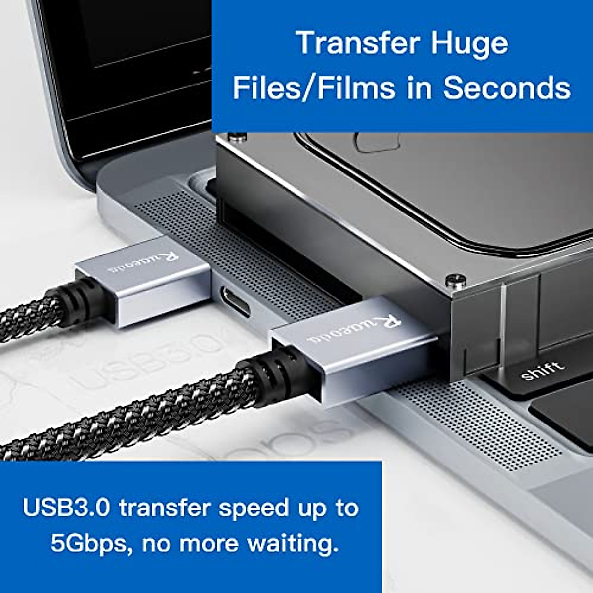 Ruaeoda USB 3.0 Cable 3 ft - Fast Data Transfer & Durable Design