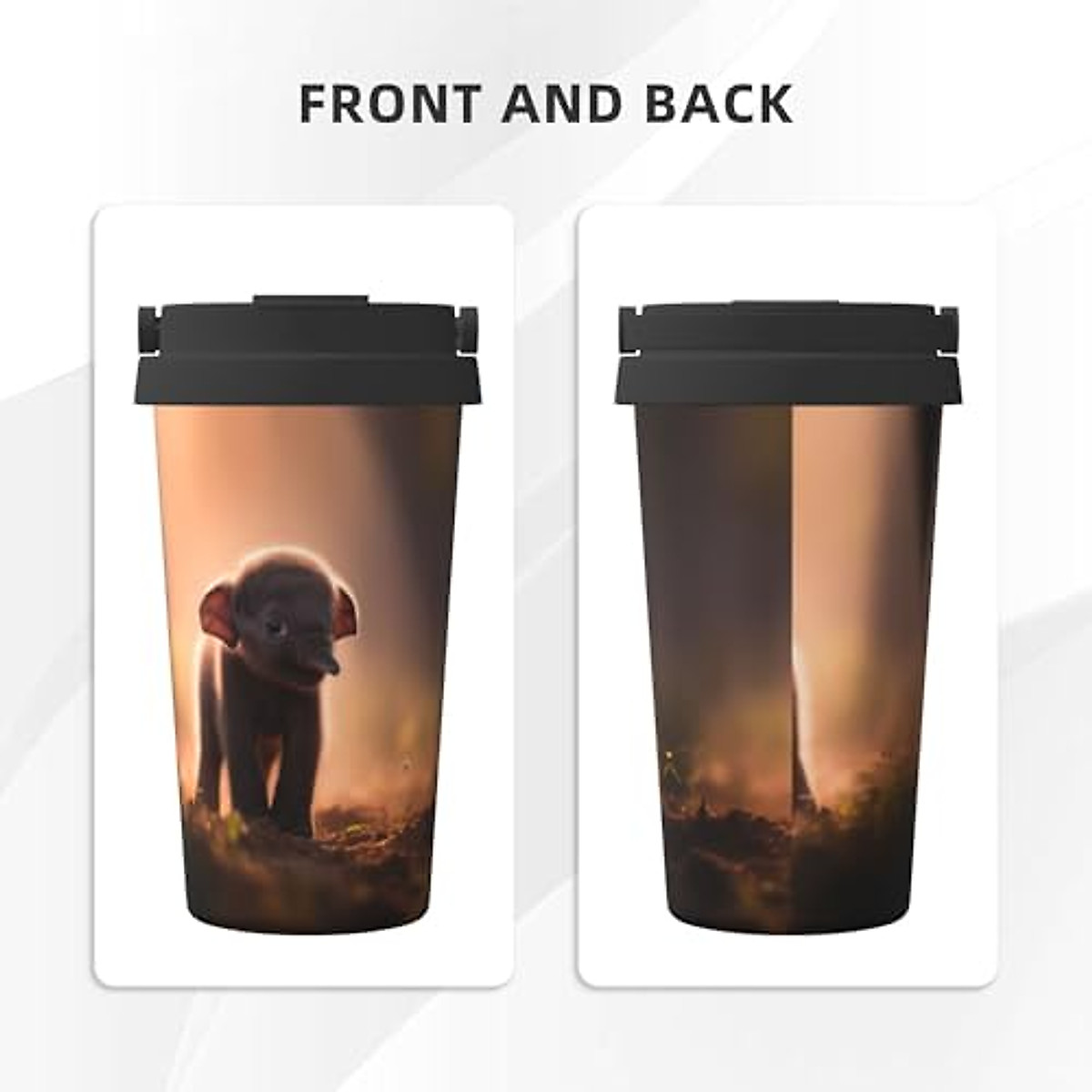 WANGXUEE African Elephant Print 500ml Stainless Steel Travel Tumbler Double Wall Vacuum Insulated Coffee Mug
