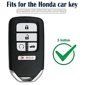 Lcyam Key Fob Cover Case with Keychain Strap, Compatible with Honda Accord Civic CR-V Passport Pilot Insight Smart Key, Black