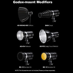 GODOX AD300 Pro Godox AD300Pro Godox Flash for Canon Sony Nikon Fuji Olympus Panasonic Camera,TTL 2.4G HSS 1 / 8000s Outdoor Strobe with 2600mAh Lithium Battery,320 Full Power Flashes