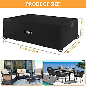Outdoor Patio Furniture Covers Waterproof, 600D Heavy Duty Oxford Covers for Patio Furnitures as General Table Chair Bay Sofa, UV Proof Wind Proof Snow Resistant in Winter (Black, 90" x 64" x 28")