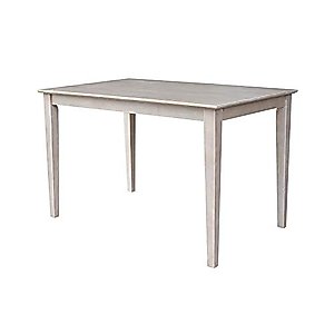 International Concepts Solid Wood Top Table - Dining Height, Washed Gray Taupe