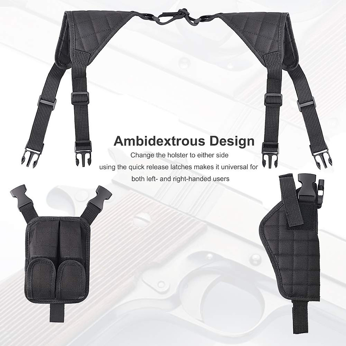 Shoulder Holster Xaegistac Airsoft Holsters General Vertical Gun Holster Adjustable for Most Kinds of Pistols (Black)