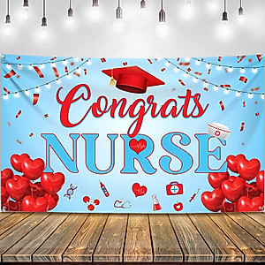 KatchOn, Congrats Nurse Banner Red and Blue - 72x44 Inch | Nurse Graduation Banner, Nursing Graduation Decorations Class Of 2024 | Congrats Nurse Party Decorations, Nursing Graduation Party Supplies