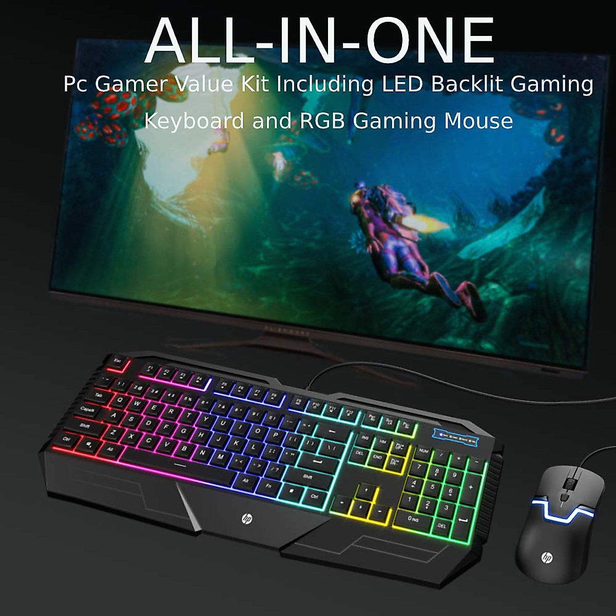 HP RGB Backlit Wired Gaming Keyboard and Mouse Combo