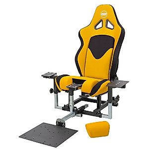 SimFab Modular Flight Simulator Cockpit For Combat Simulation. DCS Edition. Compatible With Thrustmaster Warthog, WinWing, VirPil, VKB And Alike Controls. Upgradable To General Aviation, Space Sim Or Sim Racing. (yellow seat)