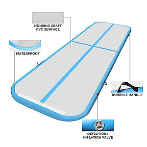 Mecalm Air Gymnastics Tumbling Mat 16FT Gymnastics Air Mat 4 inchs Thickness Gymnastics Mats for Tumbling with Electric Air Pump for Home/Gym/Yoga/Training/Cheerleading/Outdoor/Beach/Park