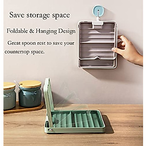 Spoon Rest for Cooking,Spoon Rest with Lid Holder Multifunction Kitchen Spatula Holder for Kitchen Counter