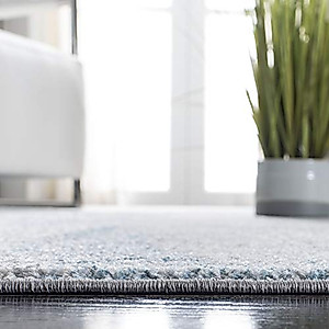 SAFAVIEH Tulum Collection 3' Square Grey/Blue TUL228F Modern Abstract Non-Shedding Living Room Bedroom Accent Rug