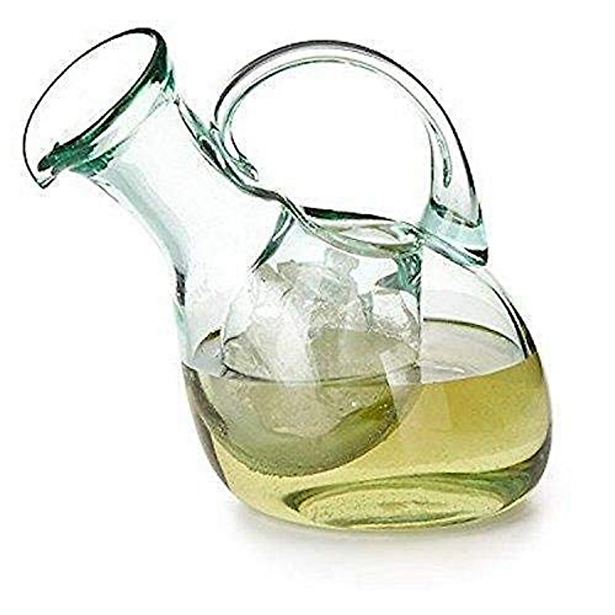 Kalalou Tilted White Wine Decanter with Ice Pocket, One Size, Green