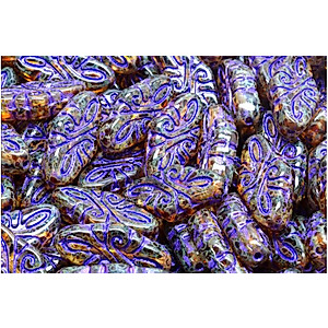 2.1oz (60 g) Mix of Unique Czech Bohemia Glass Pressed Beads, Crazy Purple Green Copper, Table Cut, Matte and Glossy, Faceted Fire Polish, Hand Made Set Kit BCV