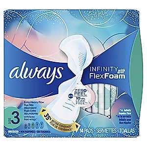 Always Infinity Pads with FlexFoam Size 3 Extra Heavy Flow - 14 Each, Pack of 4