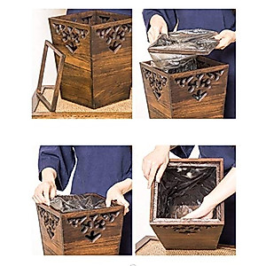 LEGU Trash cans Teak Trash Can, Durable Multifunction Garbage Can Waste Basket for Bathroom, Bedroom, Office and More 10L/2. 6 Gal Garbage Cans (Color : Auspicious)